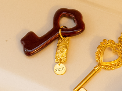 Deco Keys w/ Metal Charm Ceramic Beads & Tassel - Nikolis Group