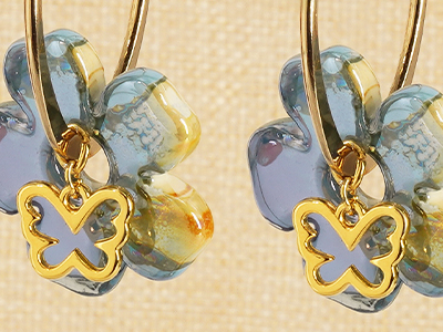 Hoop Earrings w/ Ceramic Pendants & Metal Charms - Nikolis Group